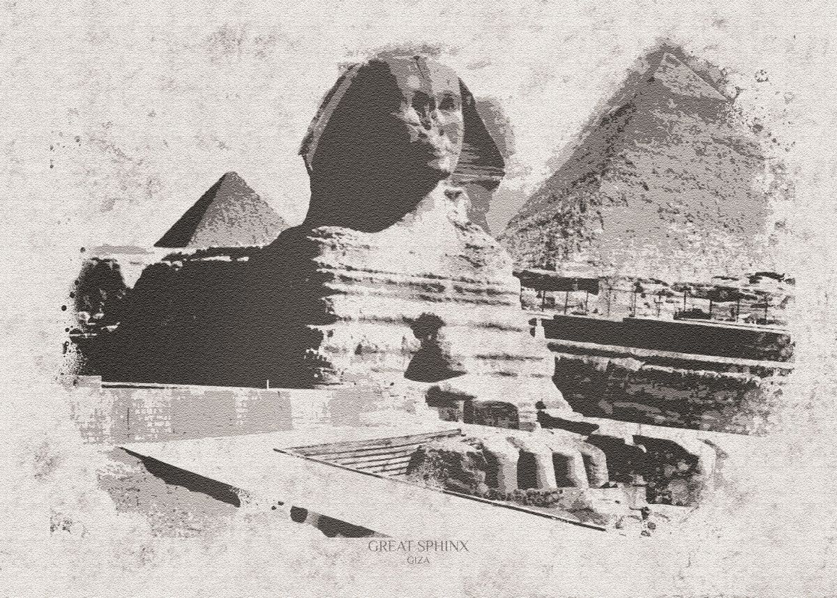 'Sphinx' Poster, picture, metal print, paint by Izmo Scribbles | Displate