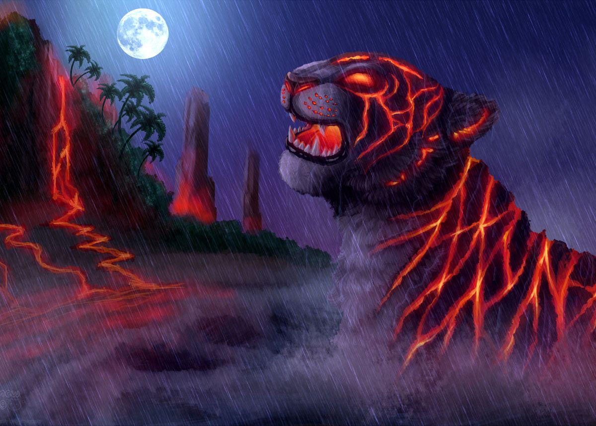 'Island Lava tiger' Poster by Wolfy Mewmew | Displate
