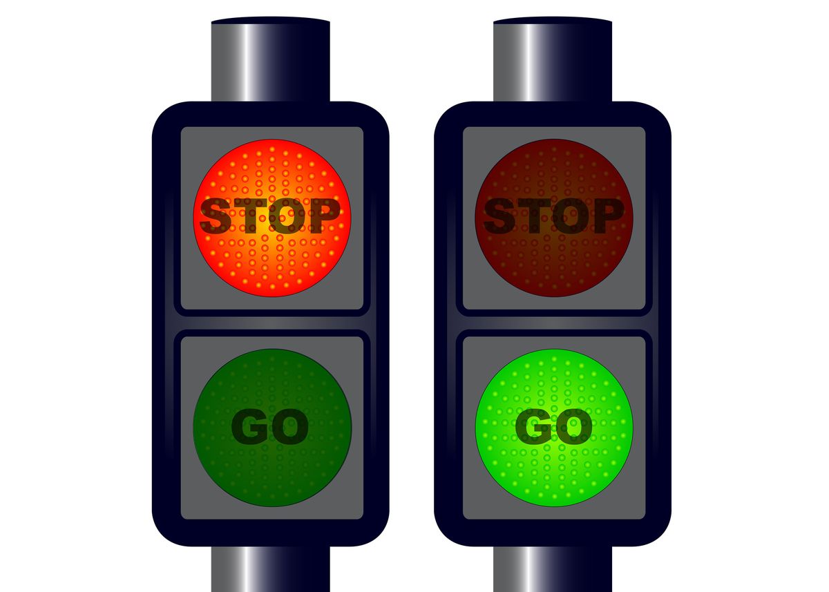 'Stop Go Traffic Lights' Poster, picture, metal print, paint by ...