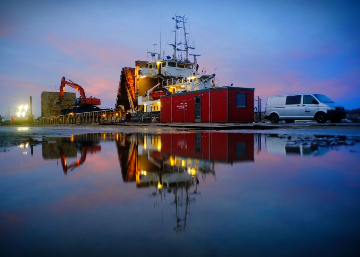 'Harbour work' Poster by Niels Pedersen | Displate