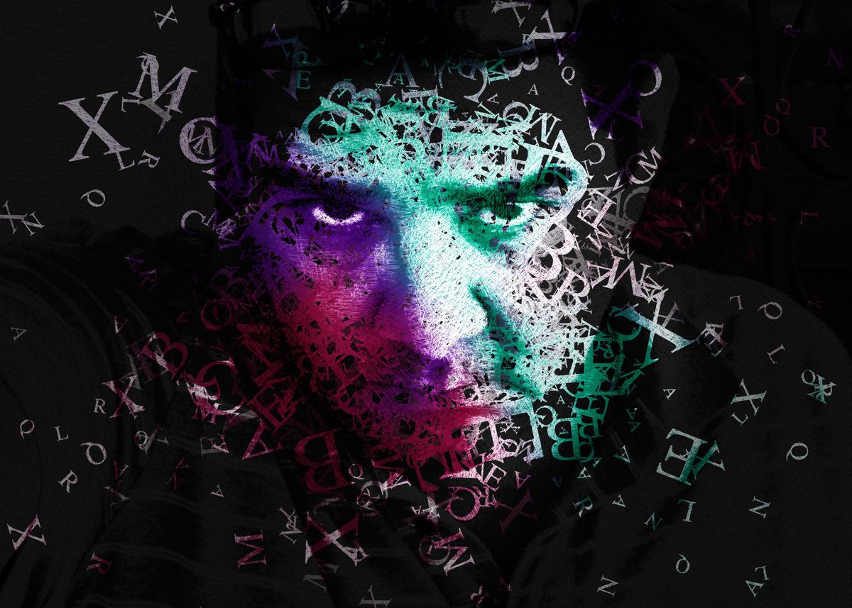 'face text art 01' Poster, picture, metal print, paint by Fulanito Net ...