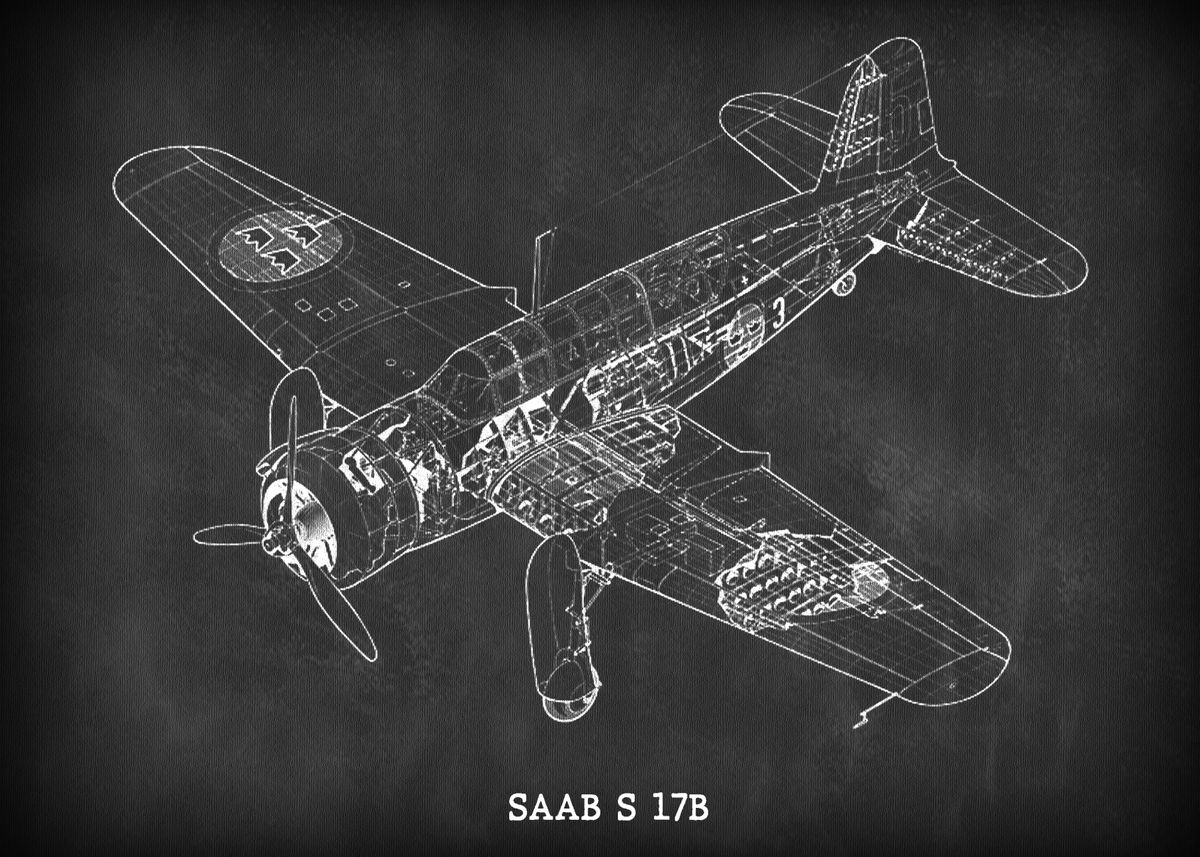 'SAAB S 17B' Poster, picture, metal print, paint by Blueprint Expert ...