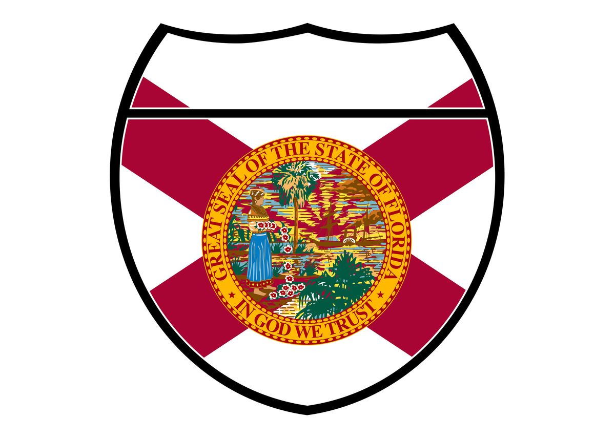 'Florida Flag In An Sign' Poster, picture, metal print, paint by ...