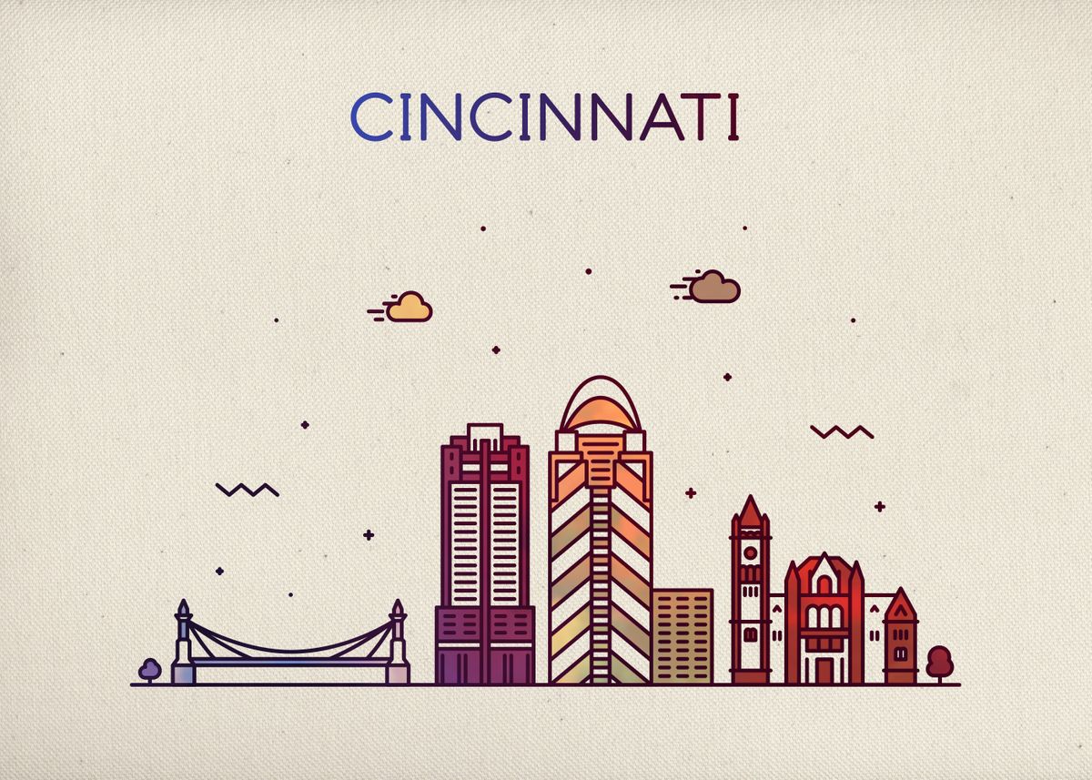 'Cincinnati Ohio Skyline' Poster by Design Turnpike | Displate