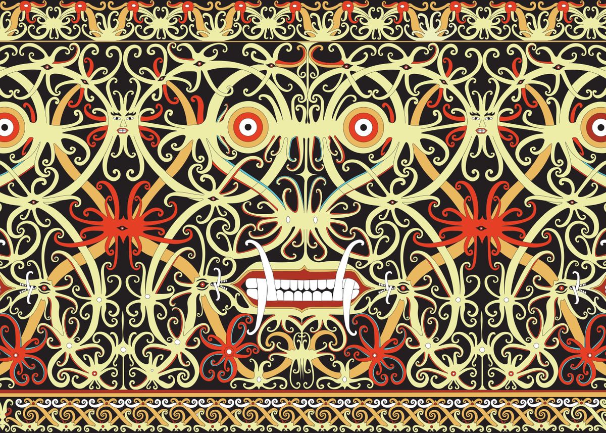 'Kenyah Dayak mural' Poster, picture, metal print, paint by Choo Suan ...