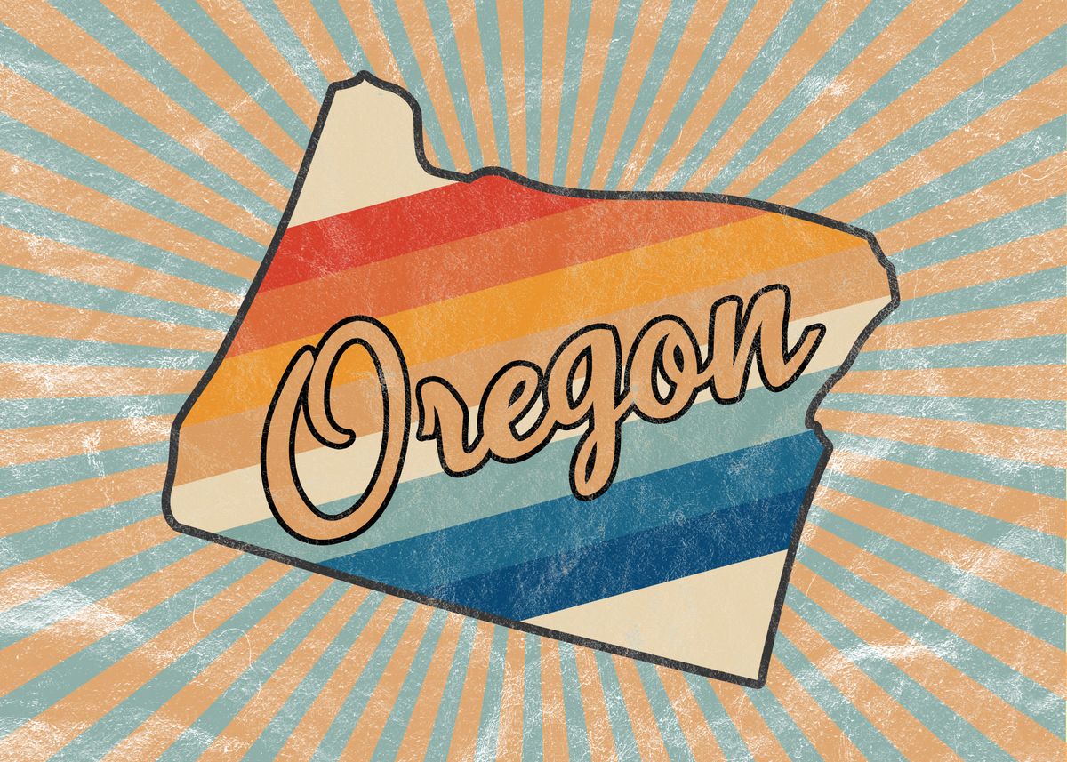 'Oregon State Retro 70s Art' Poster by Tracey Krause | Displate