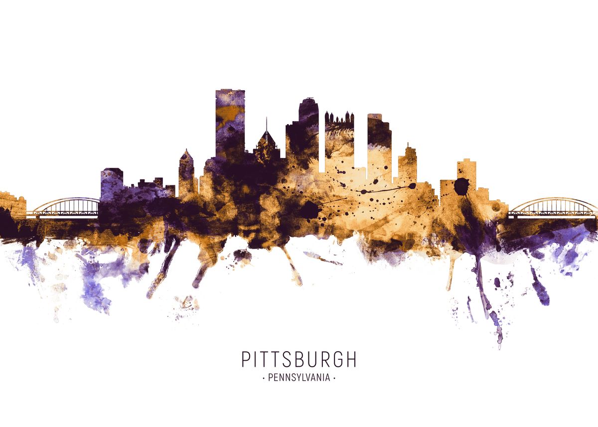 'Pittsburgh Skyline' Poster, picture, metal print, paint by Michael ...