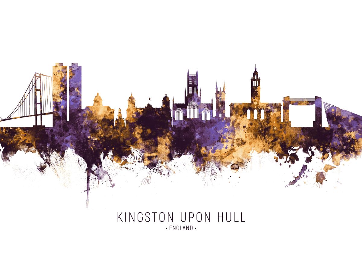 'Kingston upon Hull Skyline' Poster, picture, metal print, paint by ...