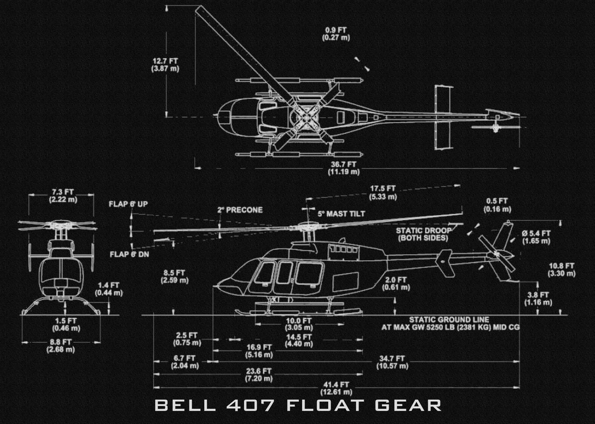 'BELL 407 FLOAT GEAR' Poster, picture, metal print, paint by Blueprint ...