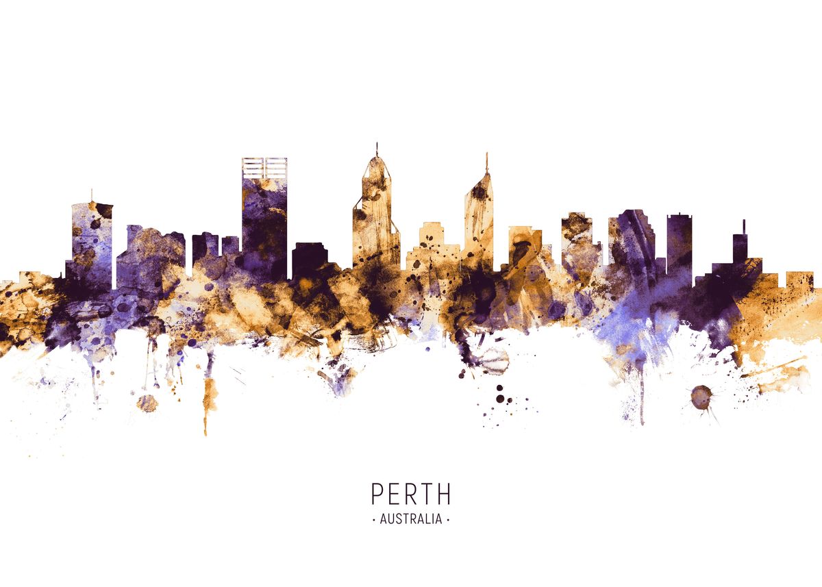 'Perth Australia Skyline' Poster by Michael Tompsett | Displate