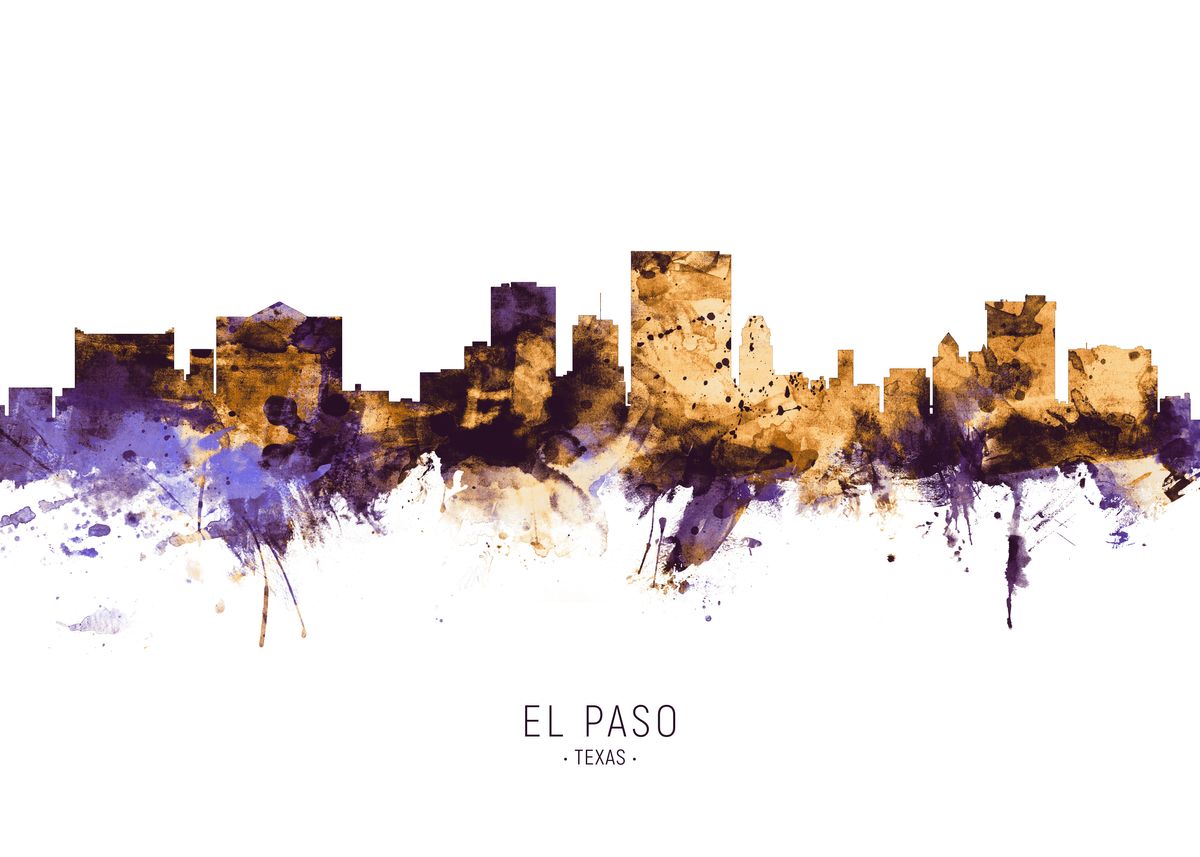 'El Paso Texas Skyline' Poster by Michael Tompsett | Displate