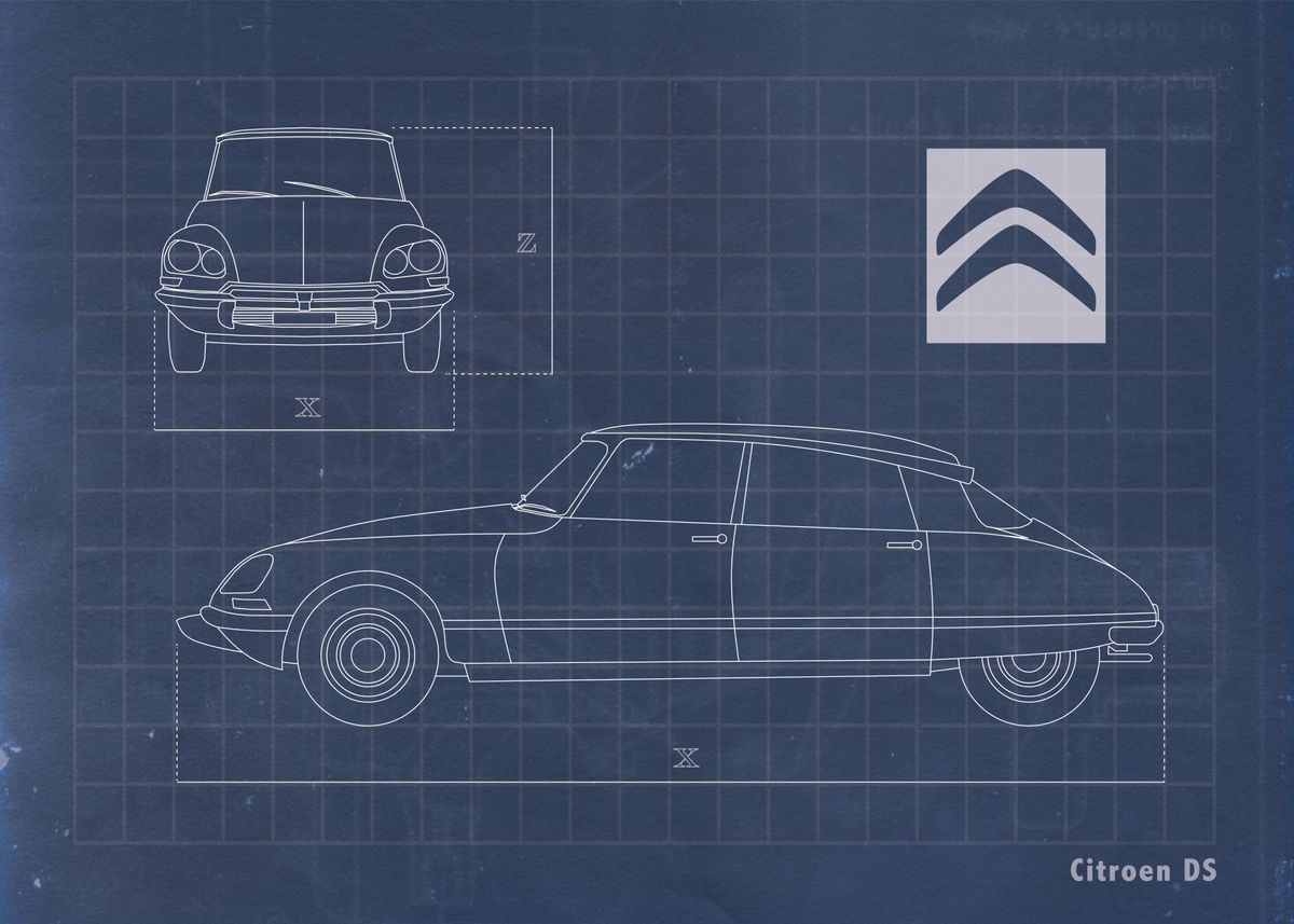 'Citroen DS Blueprint' Poster, picture, metal print, paint by Paul ...