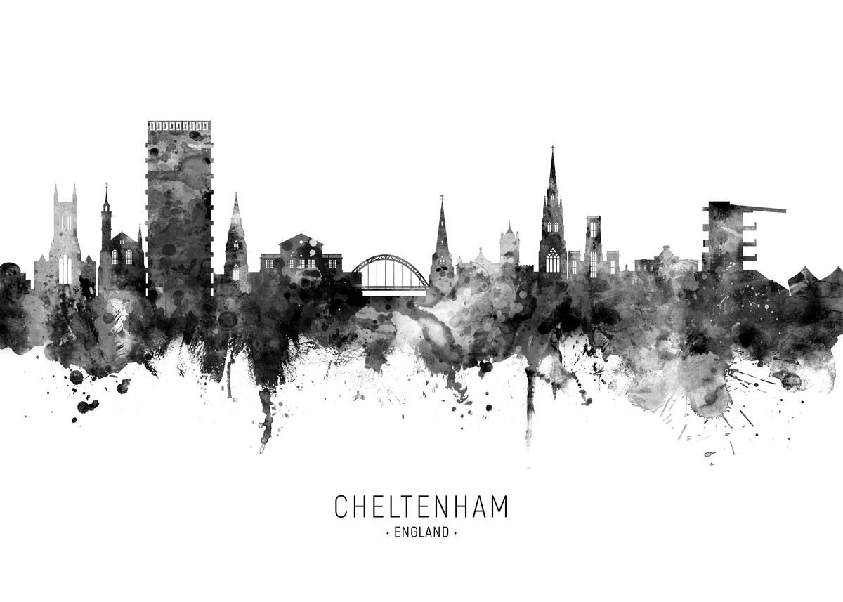 'Cheltenham England Skyline' Poster, picture, metal print, paint by ...