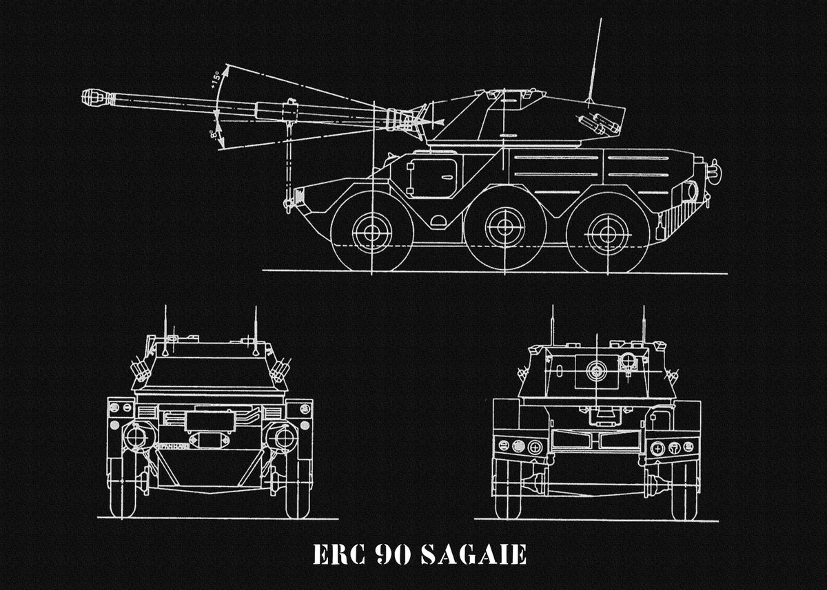 'ERC 90 SAGAIE' Poster, picture, metal print, paint by Blueprint Expert | Displate