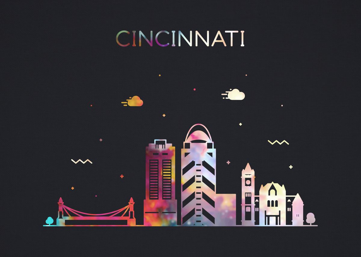 'Cincinnati City Skyline' Poster, picture, metal print, paint by Design ...