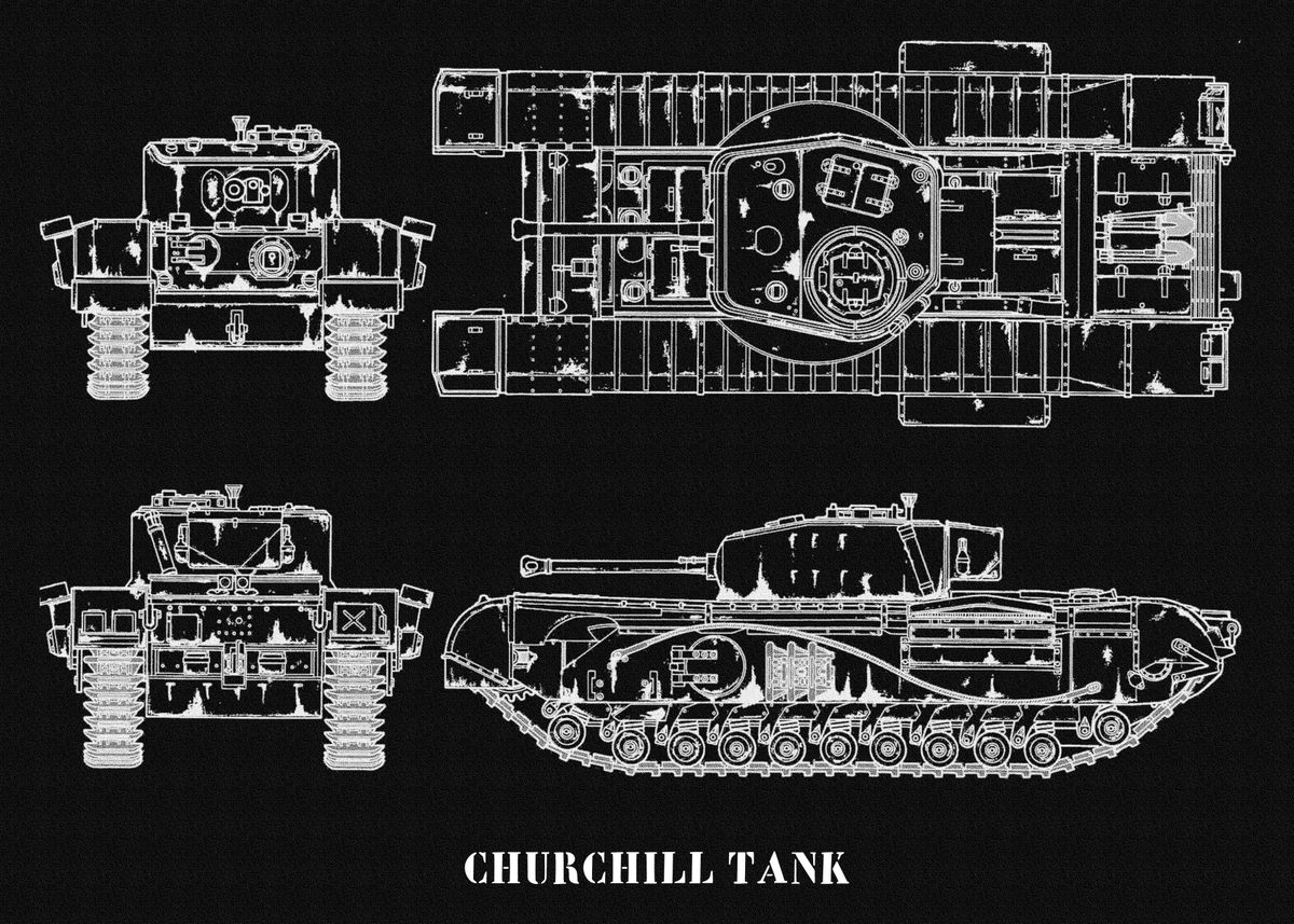 'CHURCHILL TANK' Poster, picture, metal print, paint by Blueprint ...
