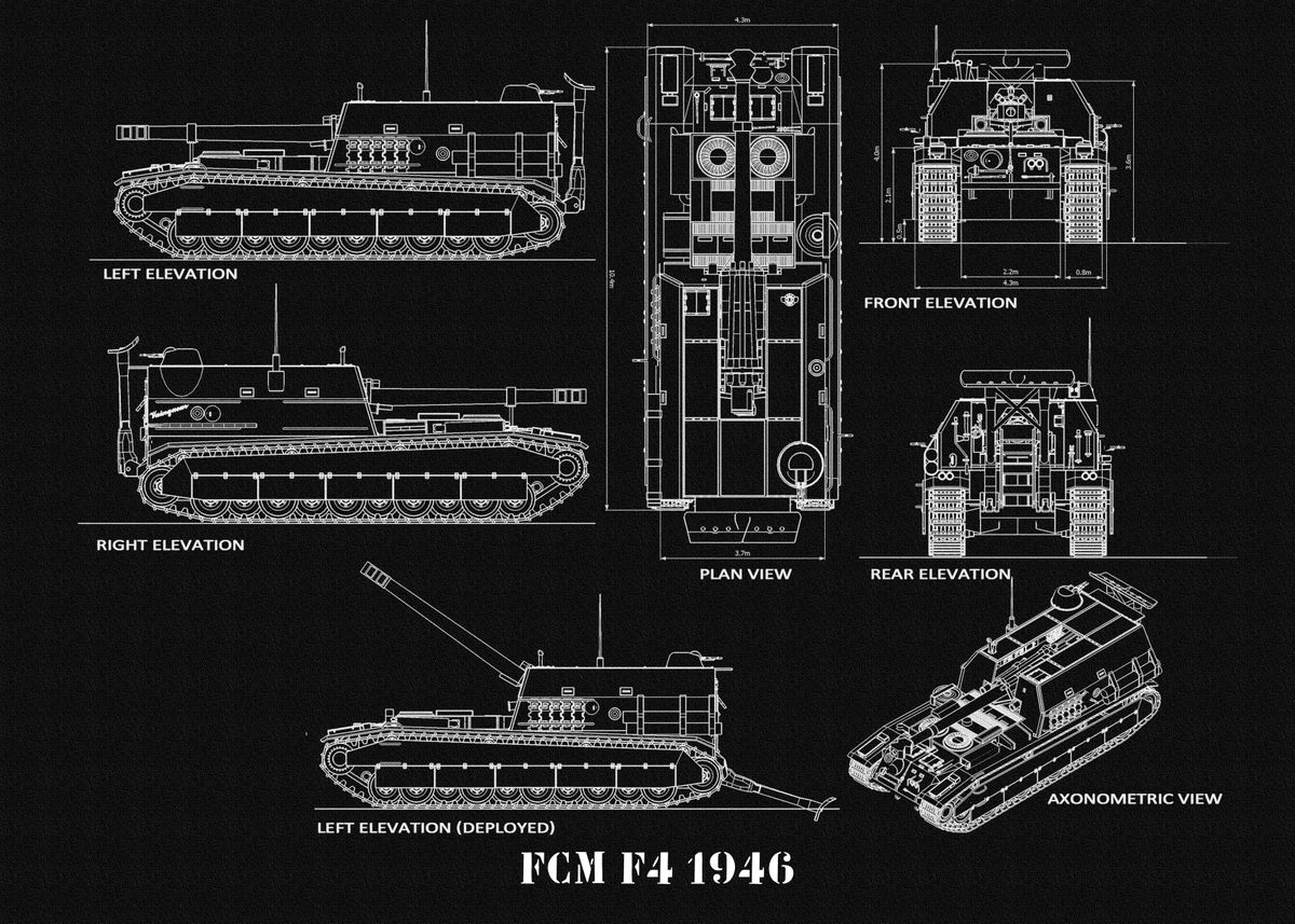 'FCM F4 1946' Poster, picture, metal print, paint by Blueprint Expert ...