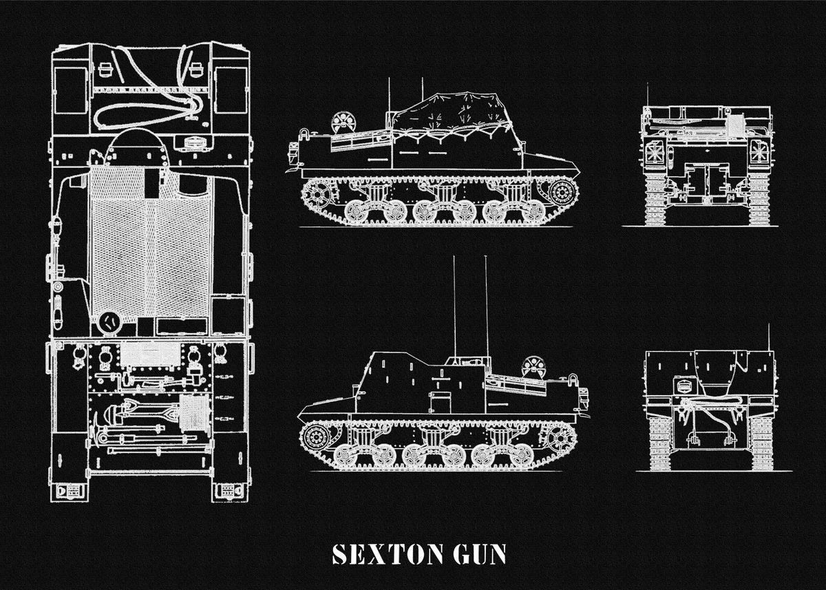 'SEXTON GUN' Poster, picture, metal print, paint by Blueprint Expert ...