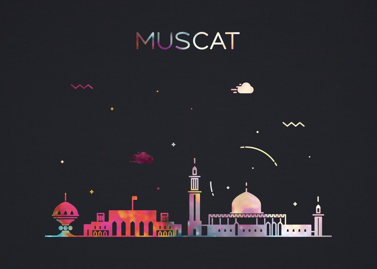 'Muscat Oman City Skyline ' Poster, picture, metal print, paint by ...