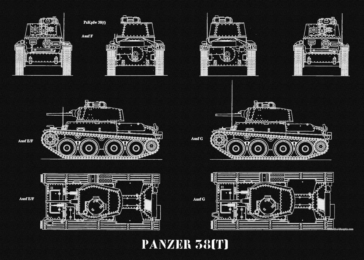 'PANZER 38T' Poster, picture, metal print, paint by Blueprint Expert ...