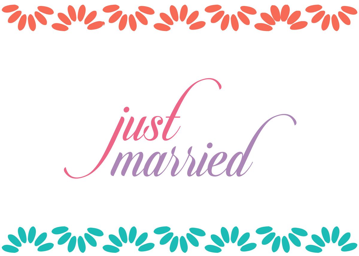 'Just married calligraphy ' Poster, picture, metal print, paint by ...