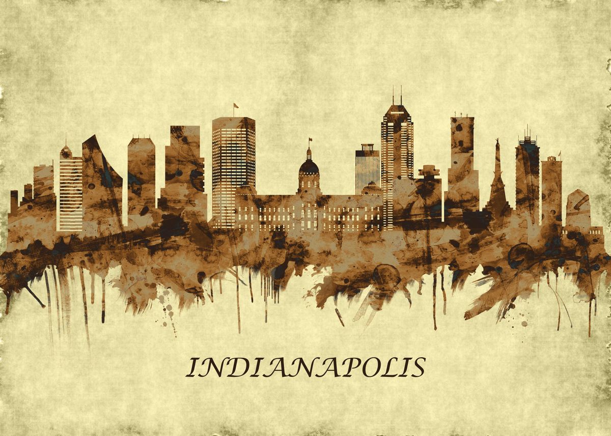 'Indianapolis Cityscape' Poster, picture, metal print, paint by Towseef ...
