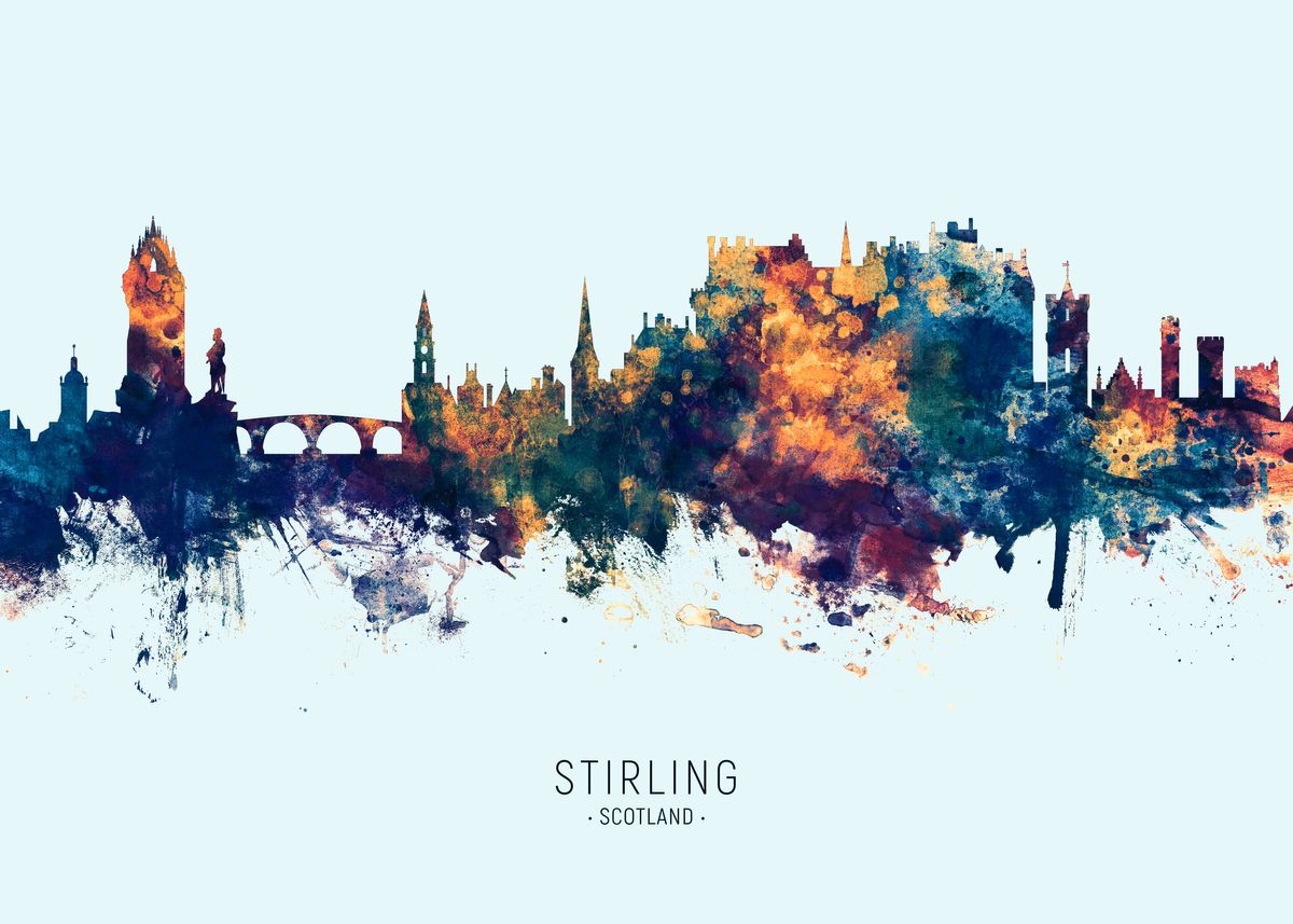 'Stirling Scotland Skyline' Poster, picture, metal print, paint by ...