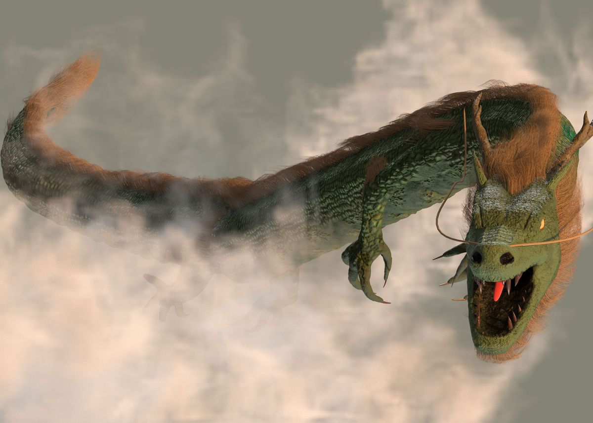 'Four Claw Dragon' Poster, picture, metal print, paint by Bing Fuir Woo ...