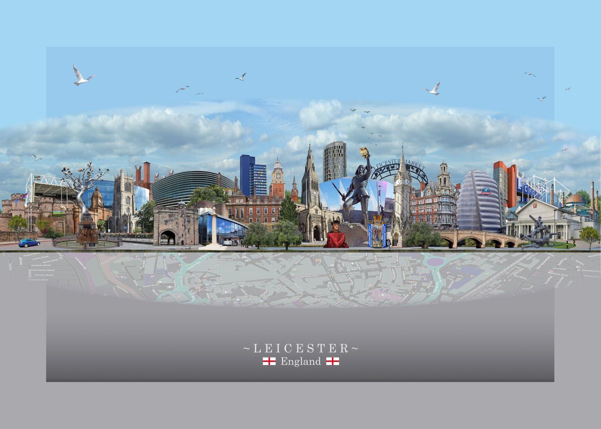 'City of Leicester' Poster, picture, metal print, paint by Mike Pratt ...