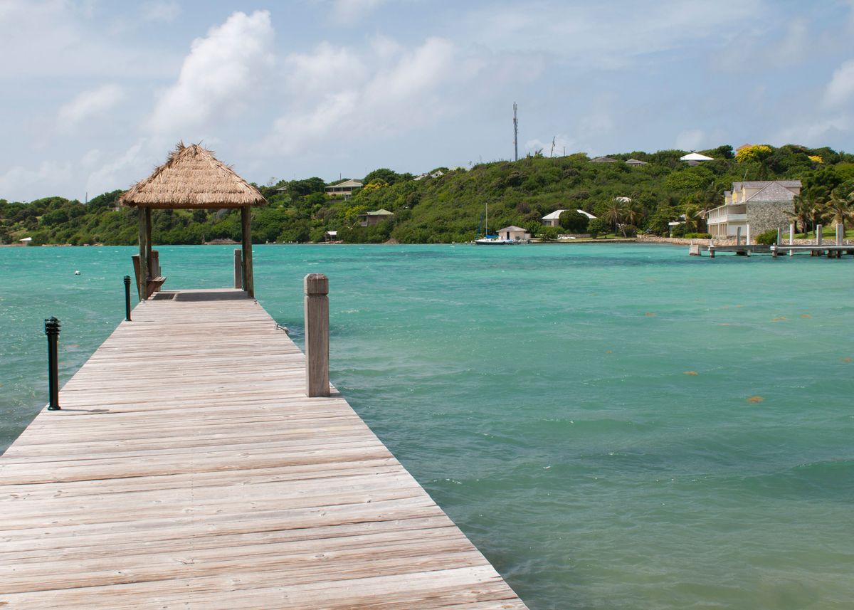 'Hut On Jetty' Poster, picture, metal print, paint by Stunning ...