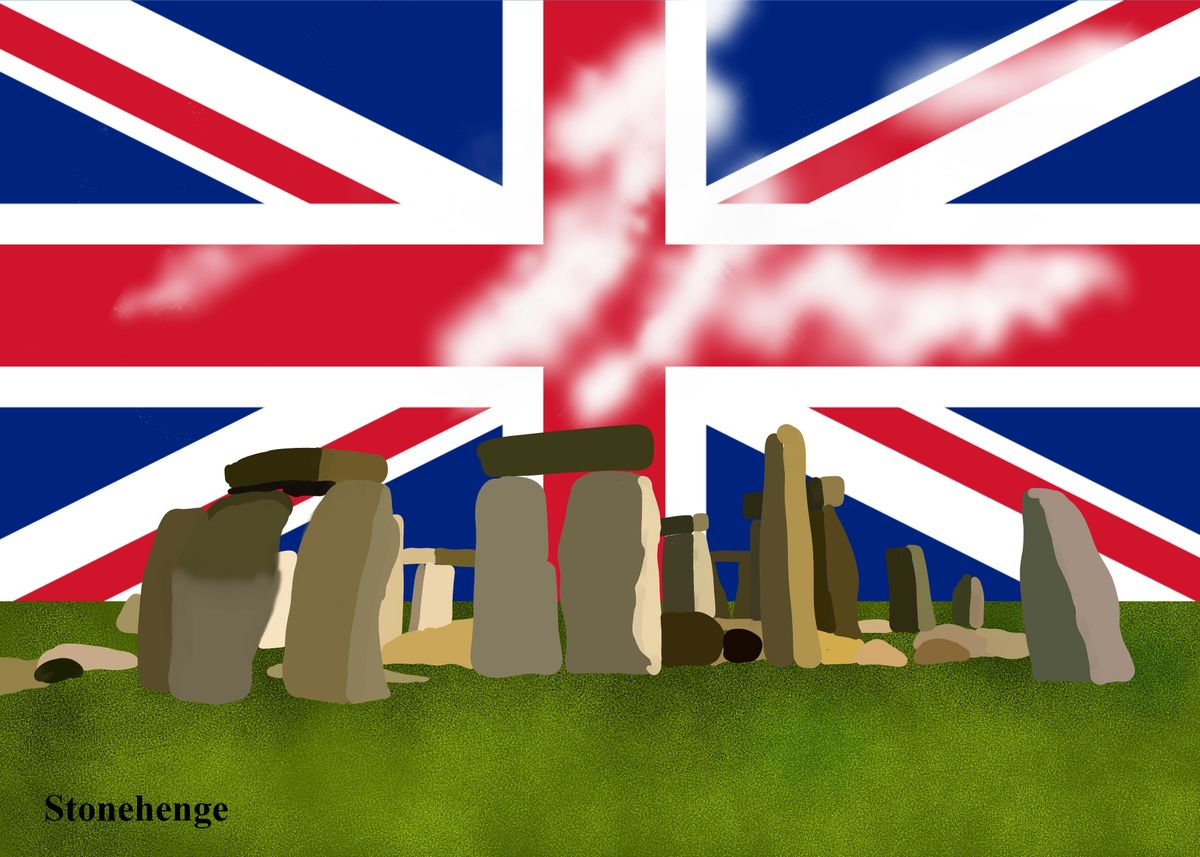'Stonehenge with Flag' Poster, picture, metal print, paint by Nathascha ...