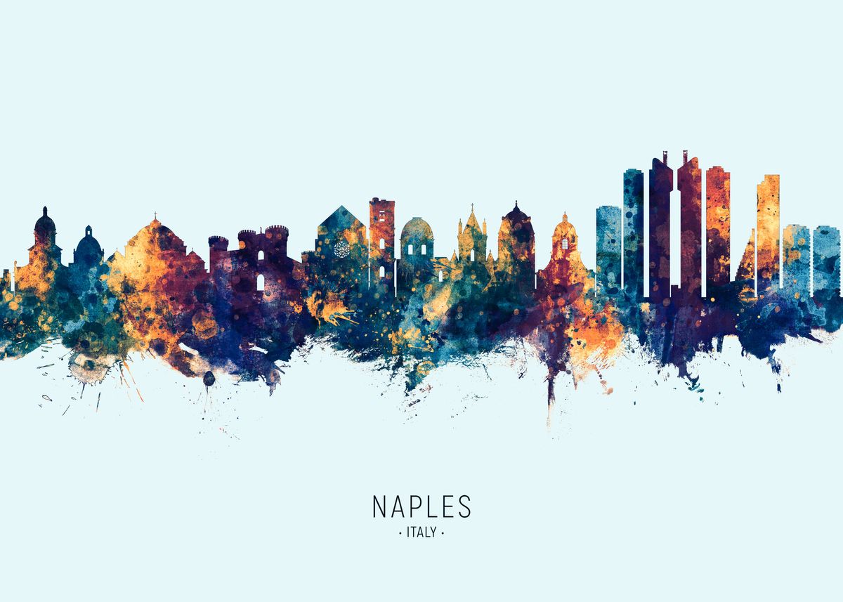 'Naples Italy Skyline' Poster by Michael Tompsett | Displate