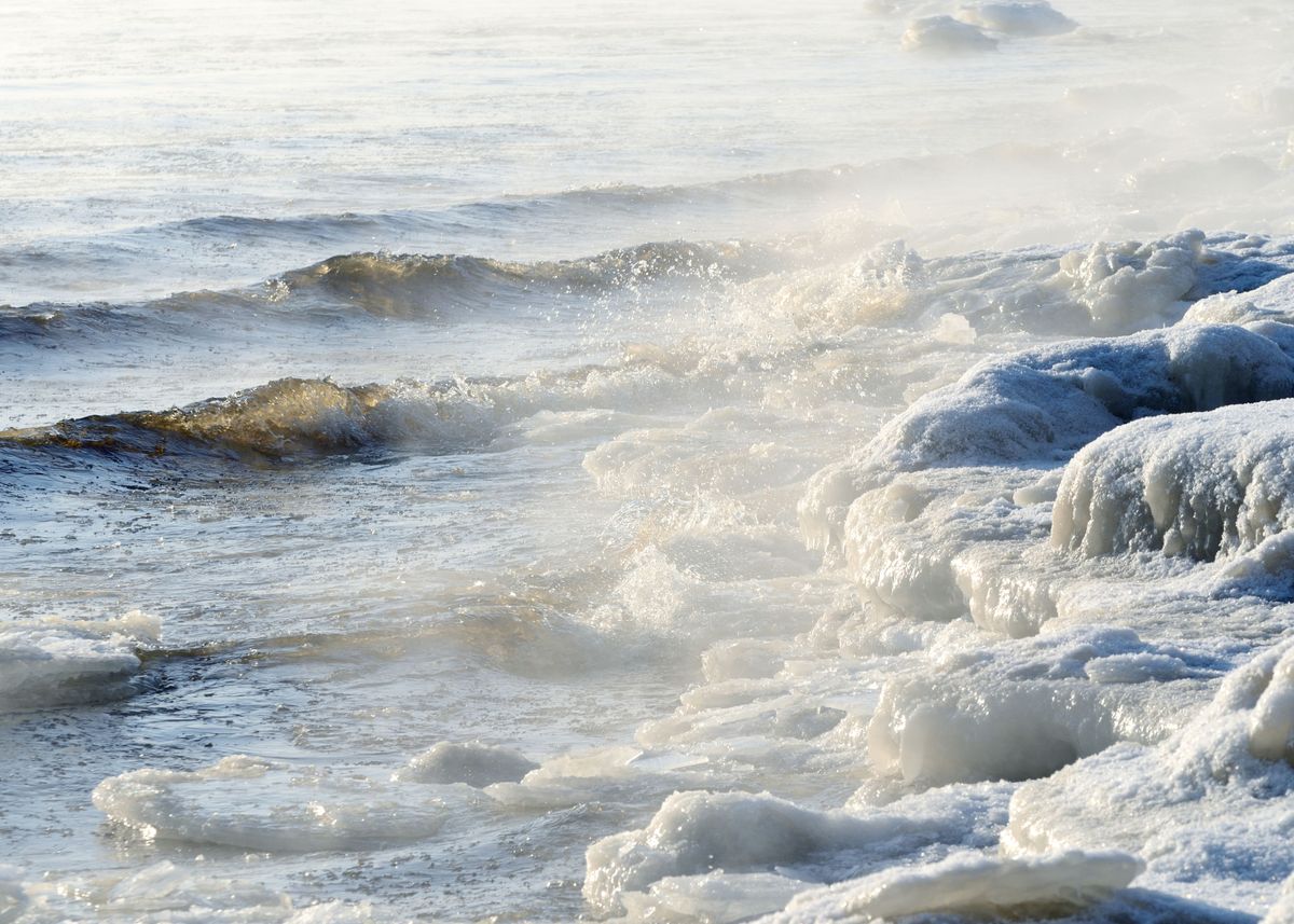 'Frozen Sea View Waves Hitt' Poster, picture, metal print, paint by ...