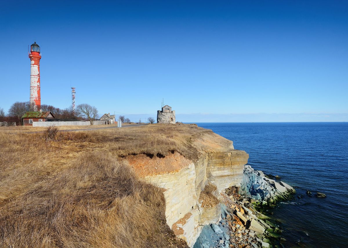 'Old Lighthouse On The Clif' Poster, picture, metal print, paint by ...