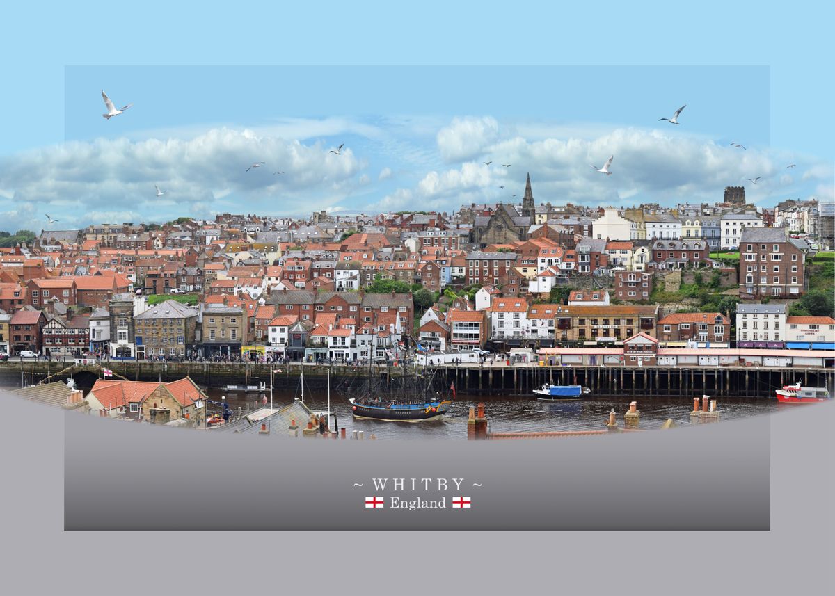 'Whitby panoramic' Poster, picture, metal print, paint by Mike Pratt ...