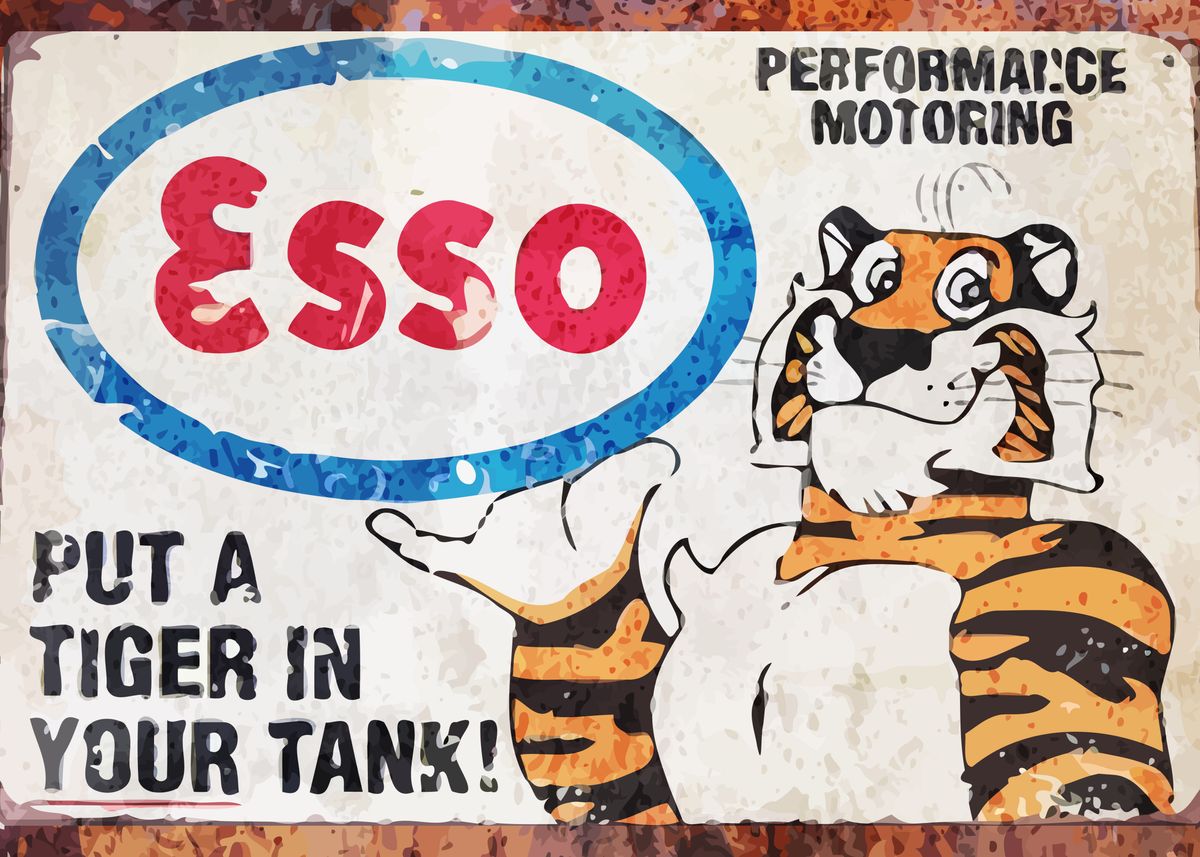 'Vintage Esso' Poster, picture, metal print, paint by akyanyme dotcom ...