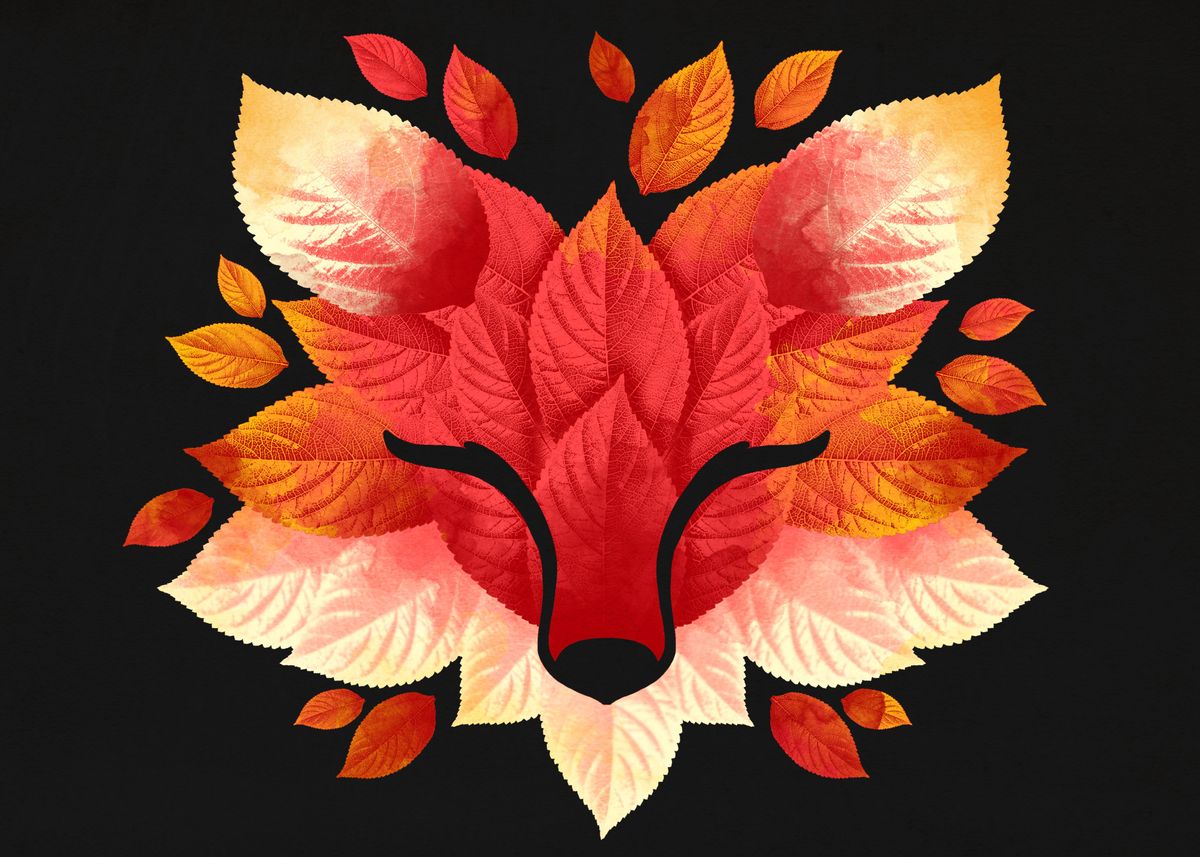 'Fox of leaves' Poster, picture, metal print, paint by NemiMakeit Fadda ...