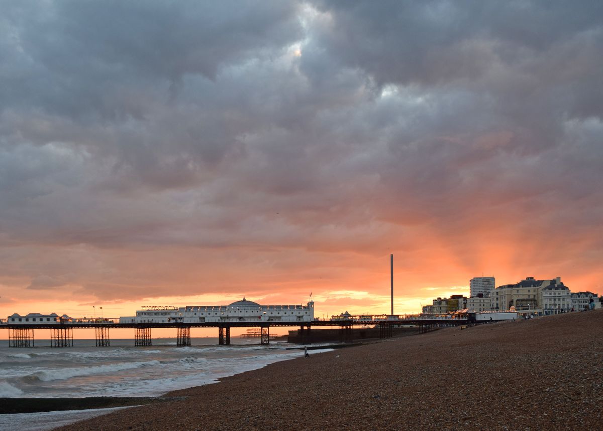 'Sunset over Brighton Pier' Poster, picture, metal print, paint by Mike ...