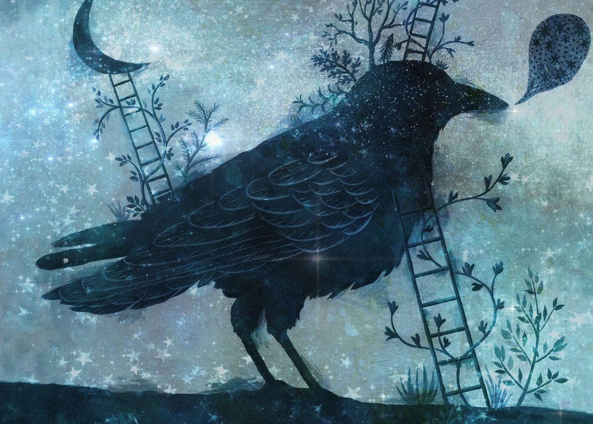 'Celestial Dream Bird' Poster, picture, metal print, paint by Steve ...