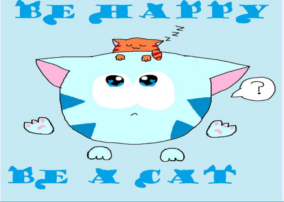 'Be happy Be a cat' Poster by Sylvechu kawaii | Displate