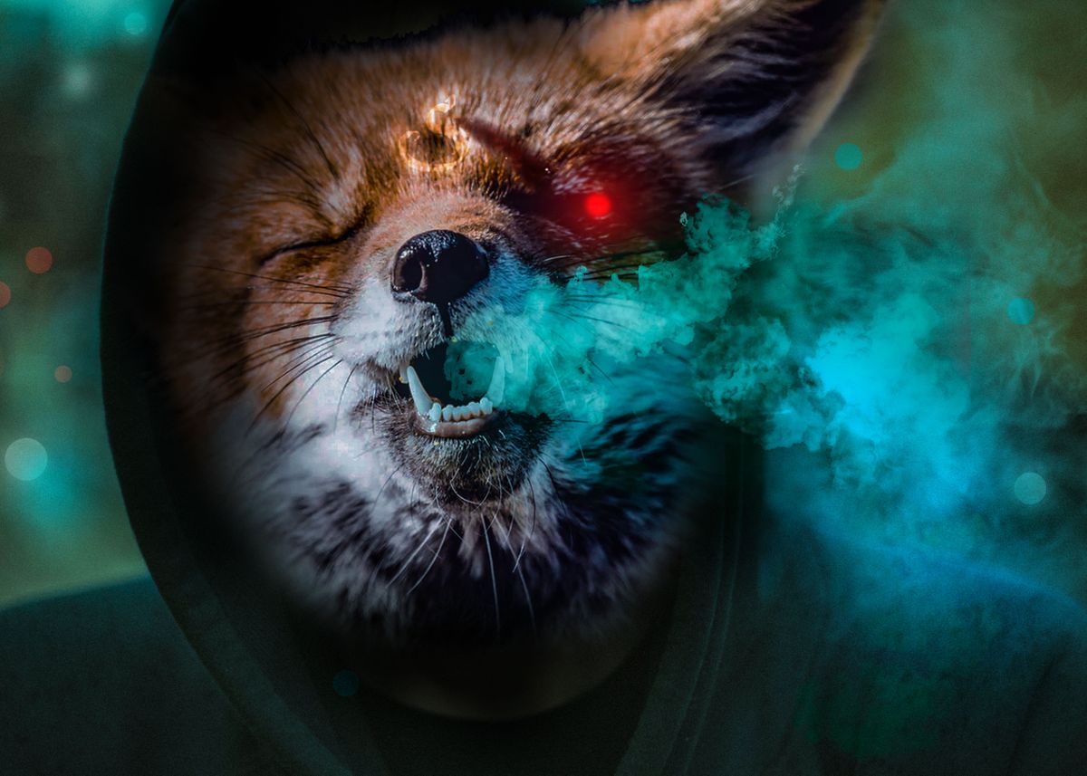 'SmokyFox ' Poster, picture, metal print, paint by Samir Poudel | Displate