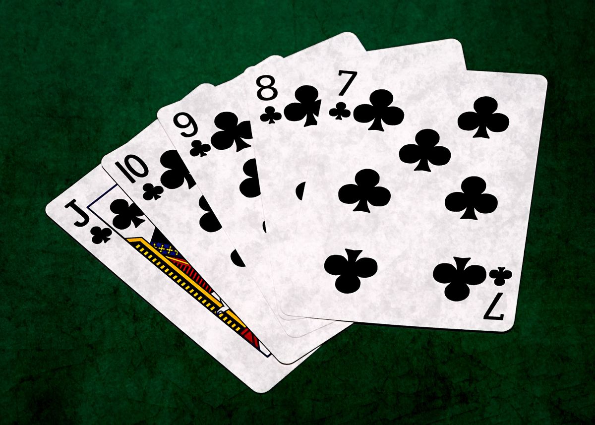 'Poker Straight Flush Clubs' Poster, picture, metal print, paint by Art ...