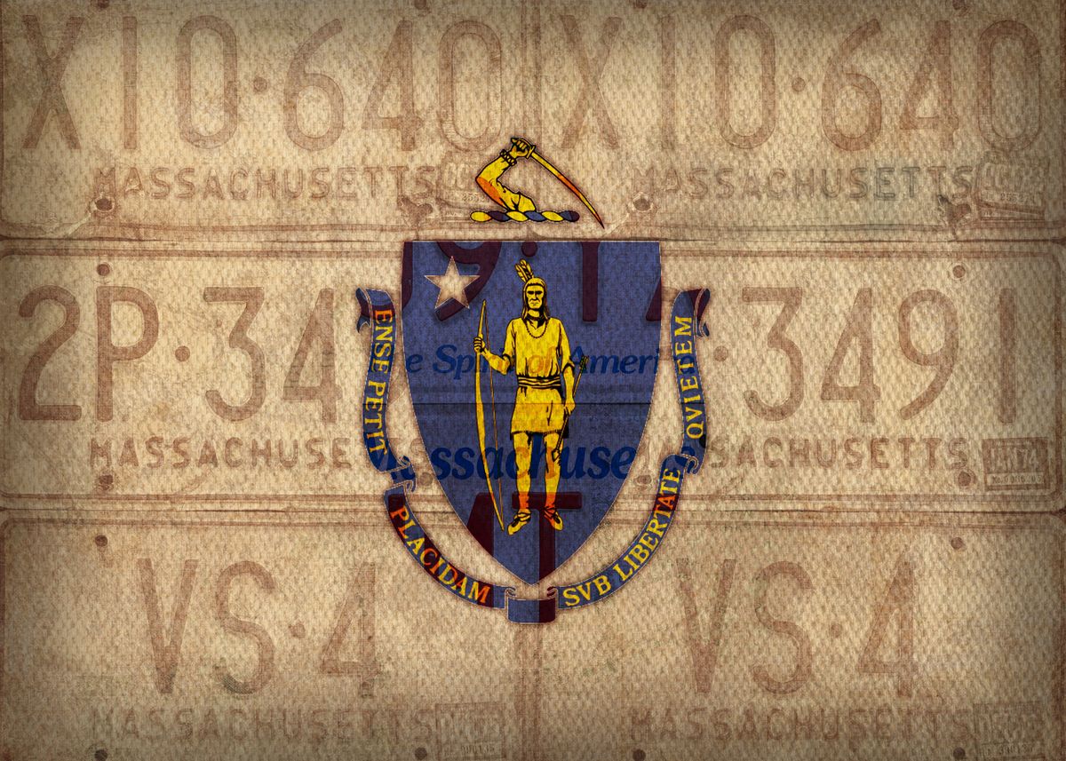 'Massachusetts State Flag' Poster by Design Turnpike | Displate