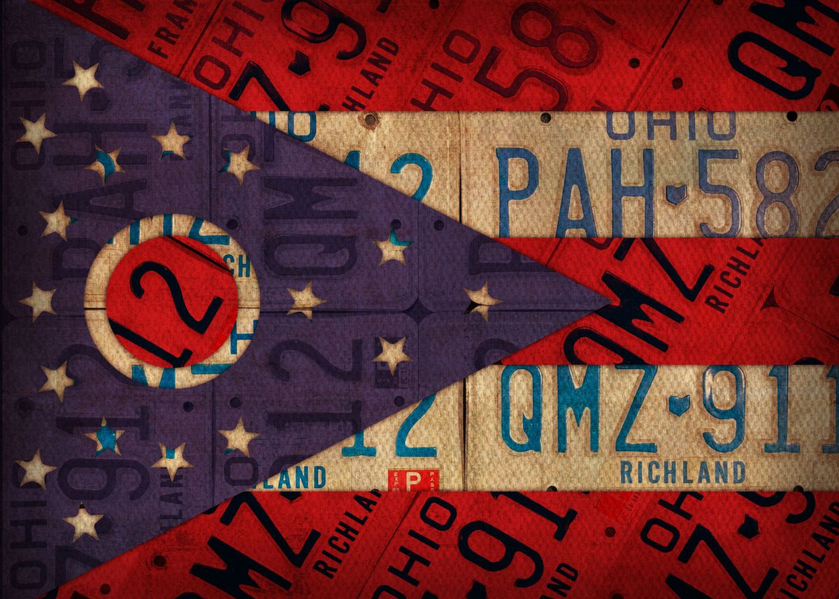 'Ohio State Flag Recycled' Poster, picture, metal print, paint by ...