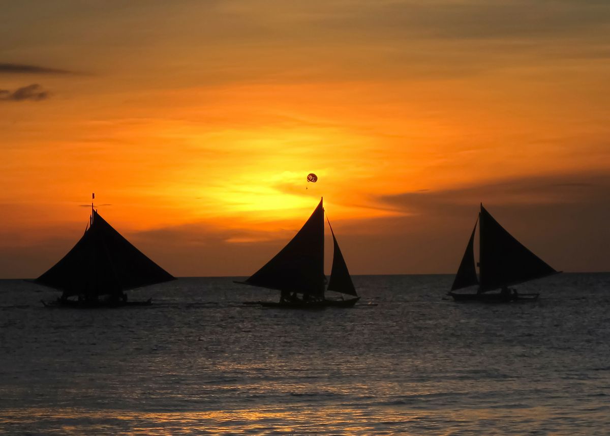 'Sunset Sailing' Poster, picture, metal print, paint by ...