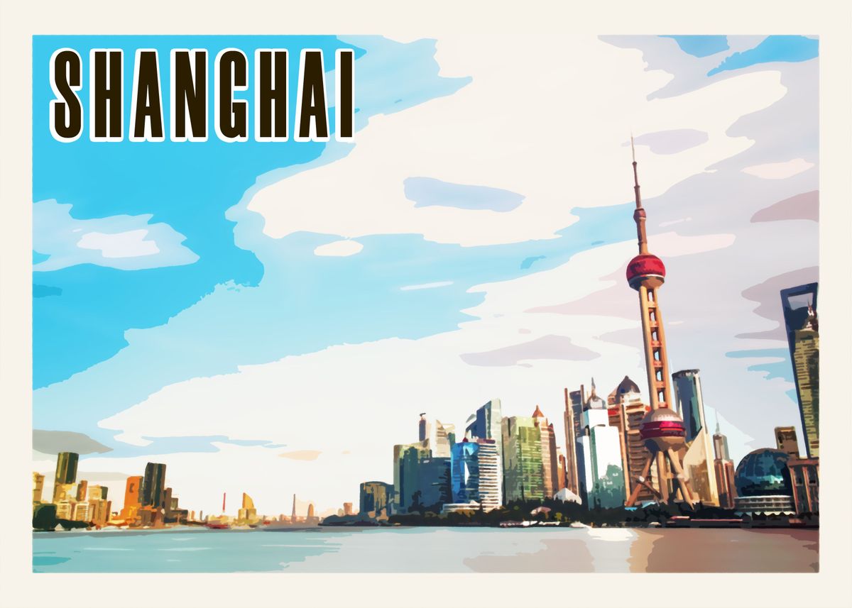 'Shanghai Vintage Poster' Poster, picture, metal print, paint by ...