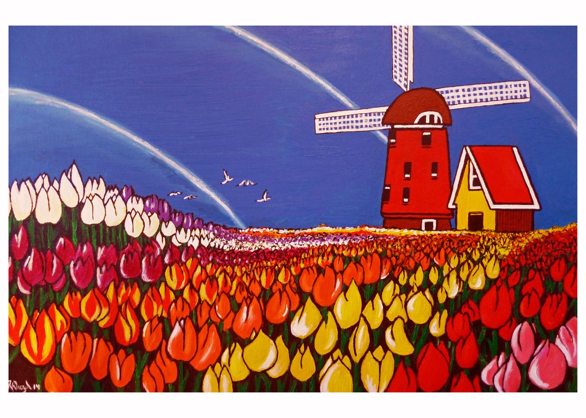 'Tulip time' Poster, picture, metal print, paint by Rob Wiezel | Displate