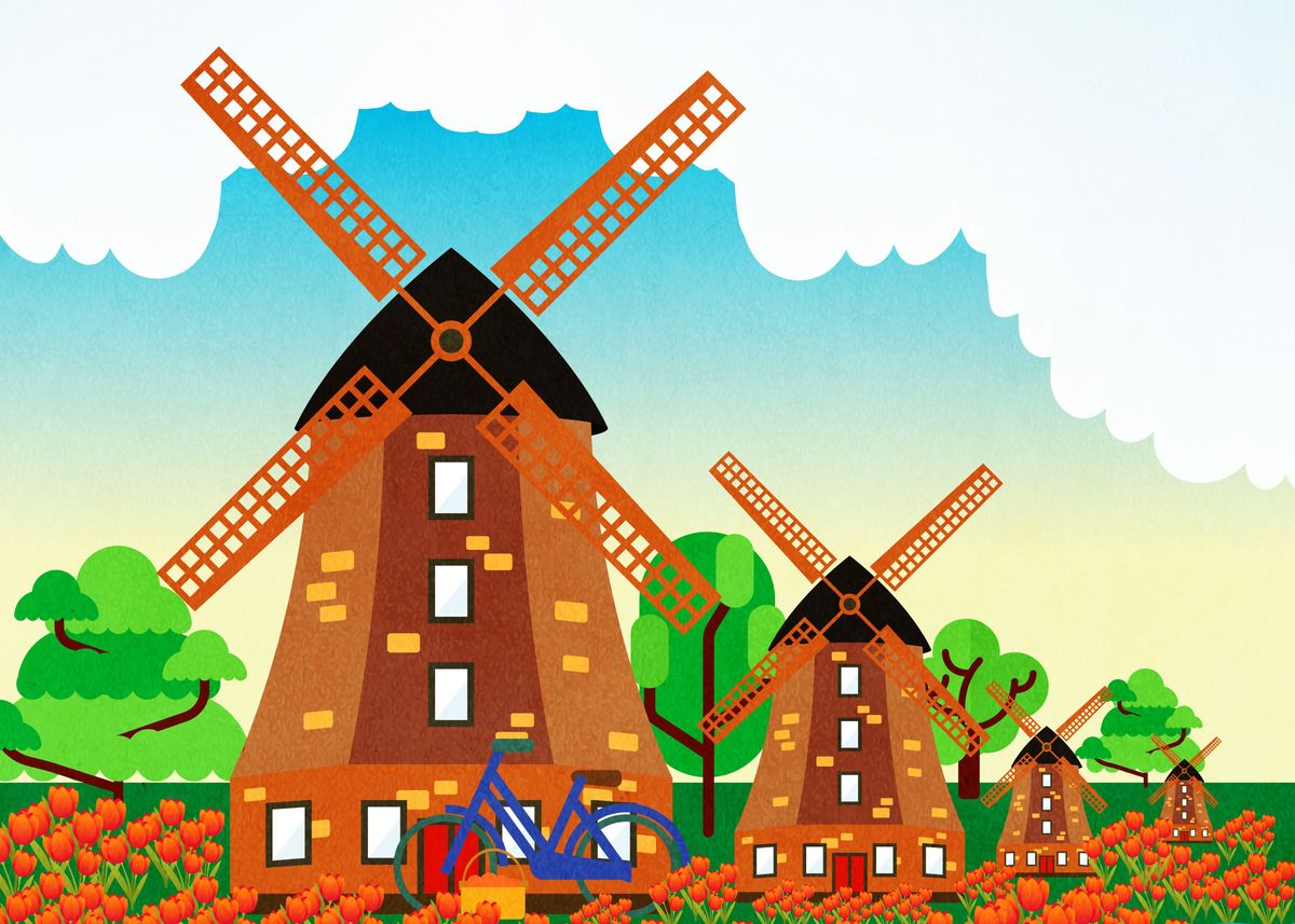 'Windmill ' Poster, picture, metal print, paint by Michal Eyal | Displate