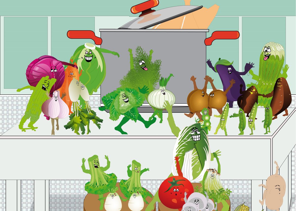'The vegetable dance' Poster, picture, metal print, paint by Michal ...
