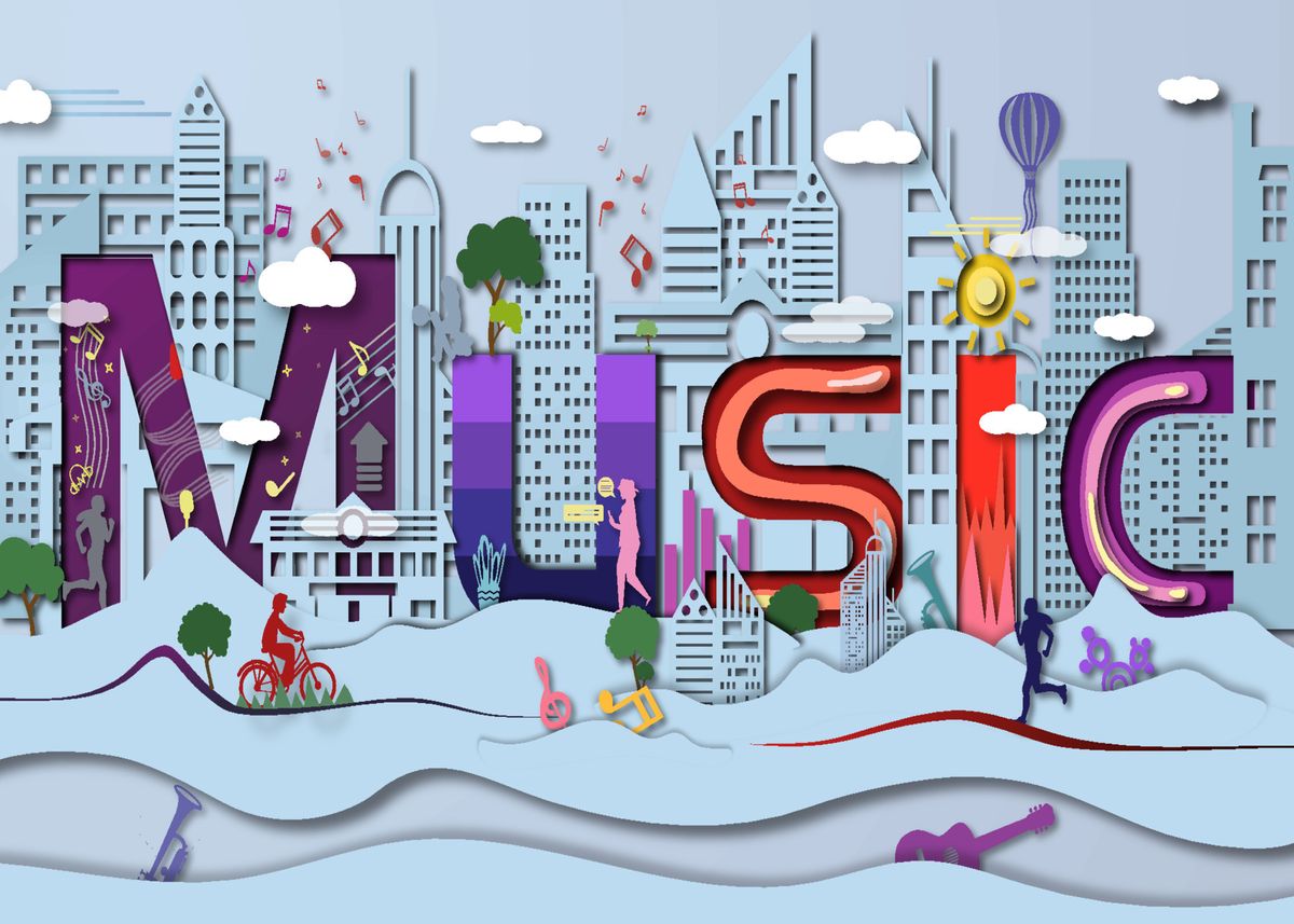 'Music City Skyline' Poster, picture, metal print, paint by Max Ronn ...